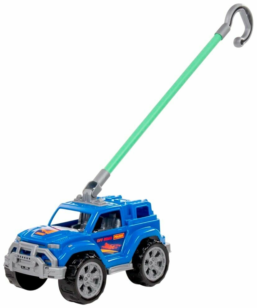 Детская каталка "Легионер" с ручкой, развивающая игрушка для малышей, машинка-каталка для дома и улицы, цвет синий