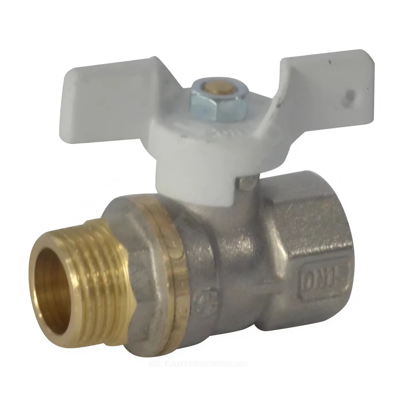 Кран шаровой латунь никель 1104 Standard Ду 25 Ру25 ВР/НР полнопроходной бабочка белая Aquasfera 1104-03 .