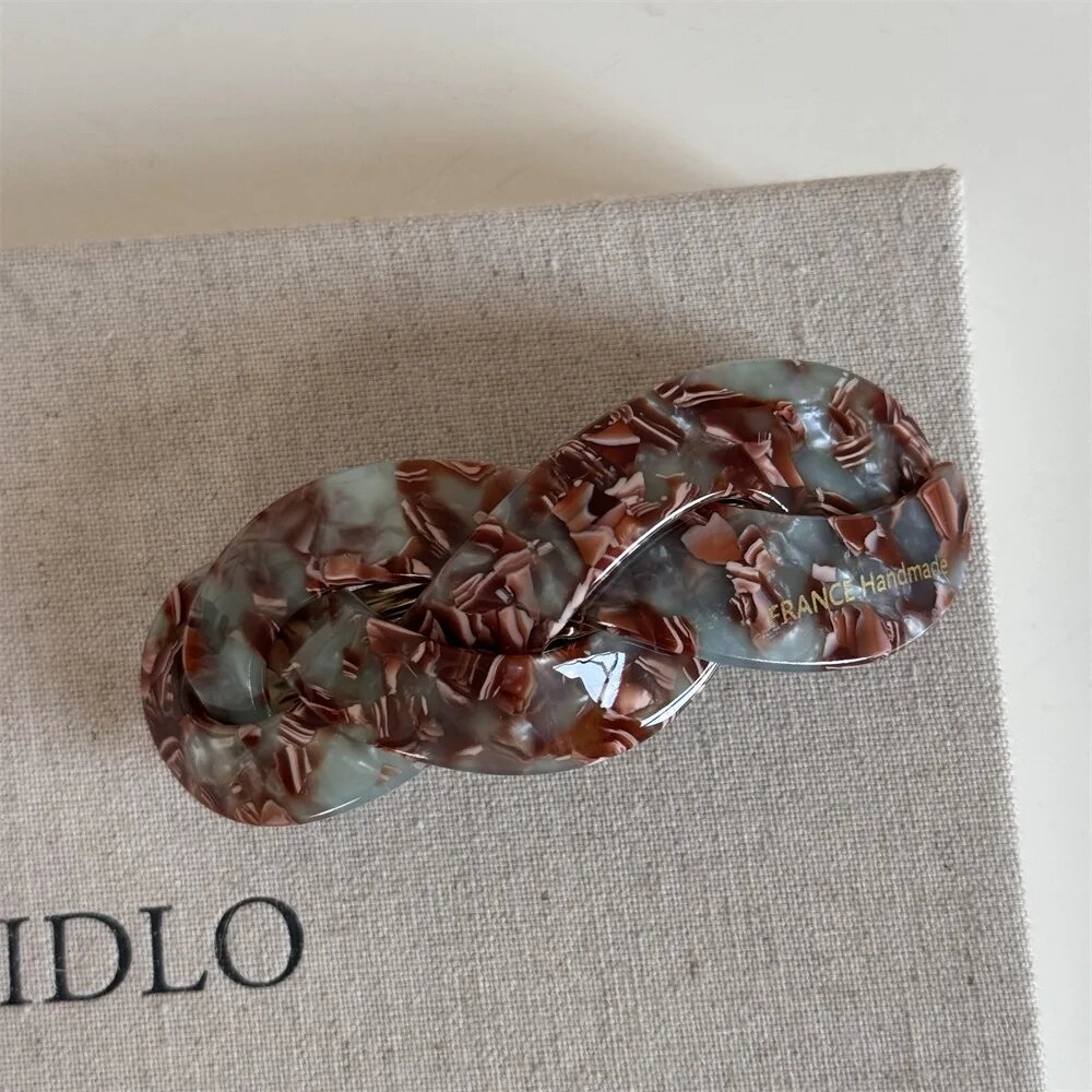 Французский ретро зажим для волос 01- Blue Coffee