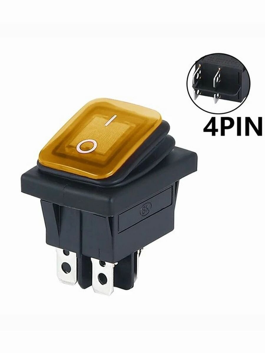 Кнопка включения KCD-4 16A 250V;20A 125V (влагозащищённая с подсветкой)