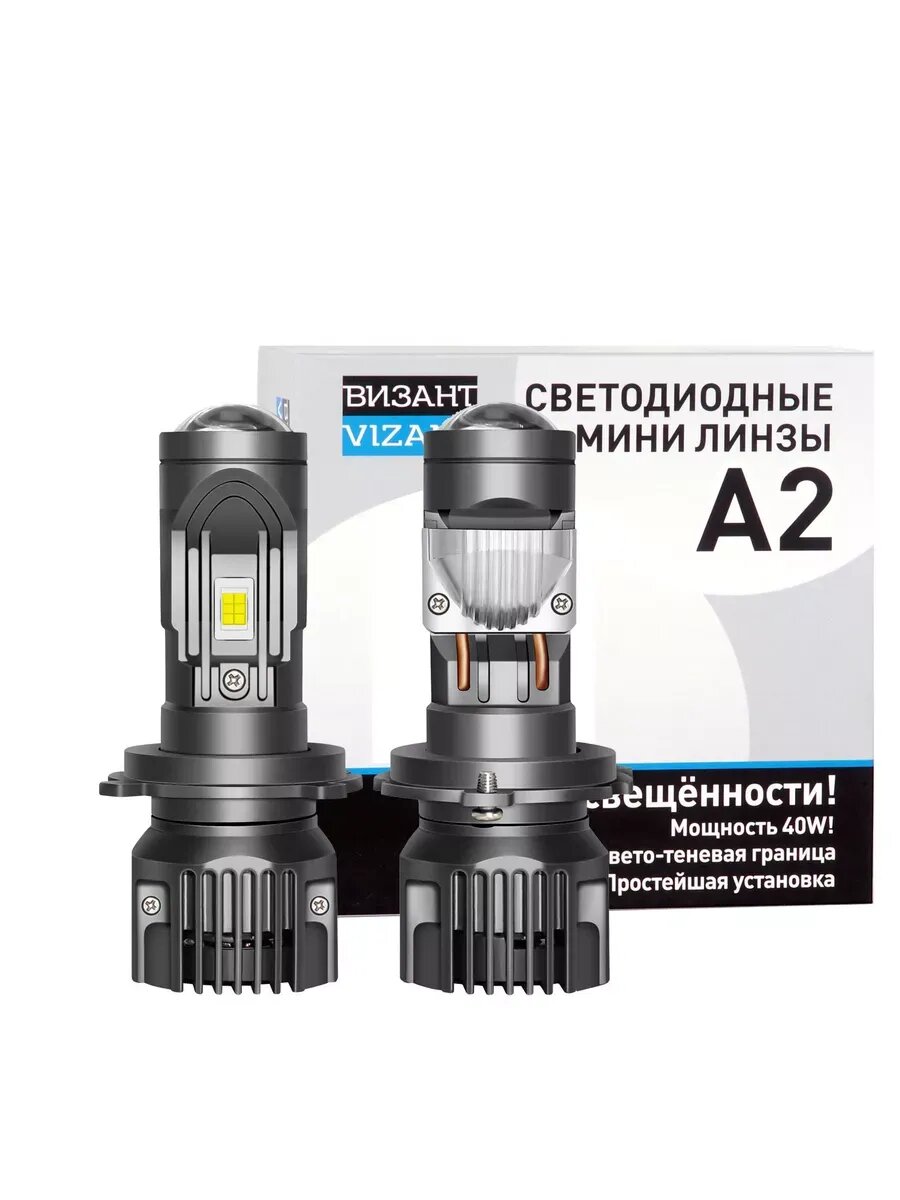 Светодиодные линзы Vizant A2 цоколь H4 H19 с чипом CSP4575