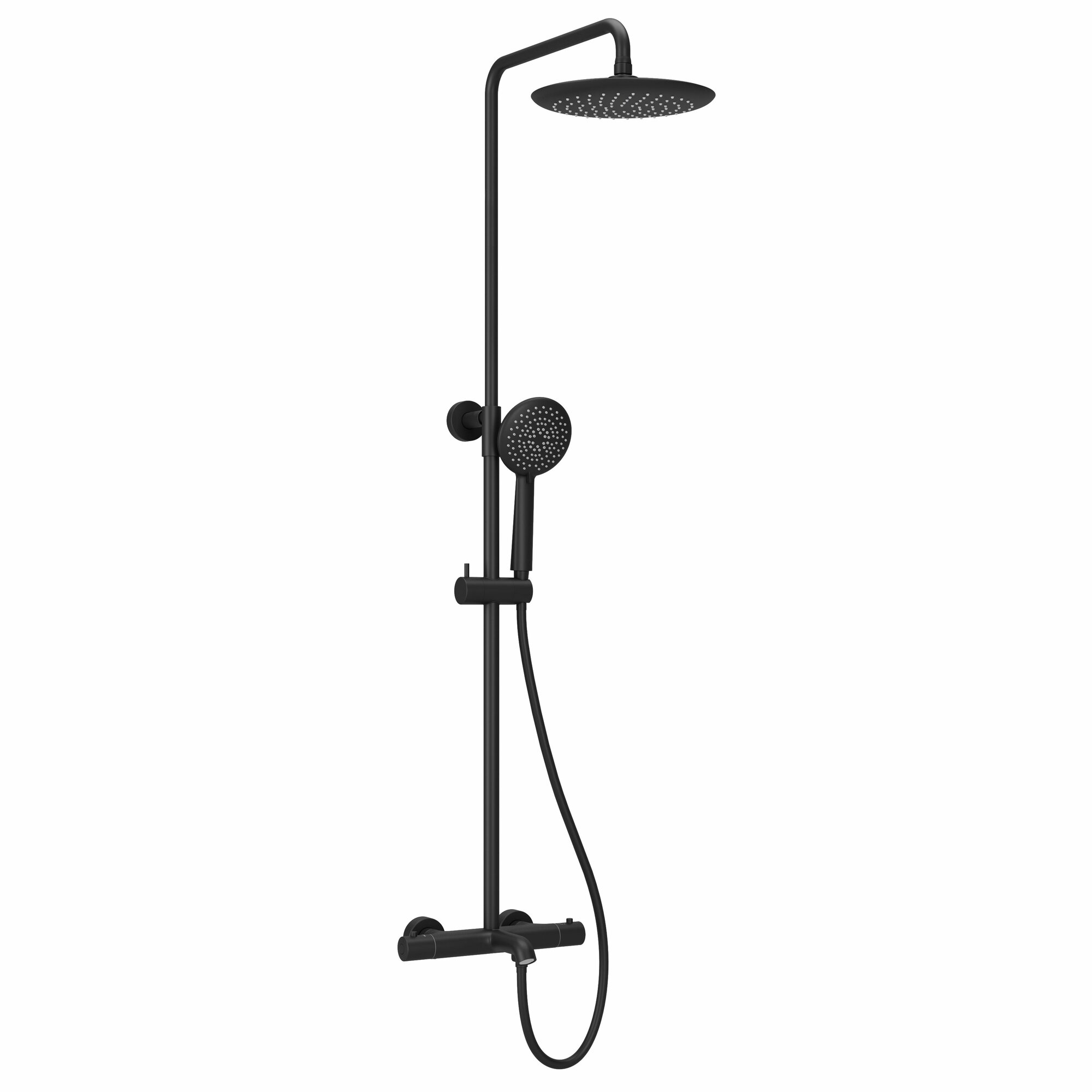 Душевая система Sancos Game с изливом и термостатом, цвет черный матовый, SC3001LMB