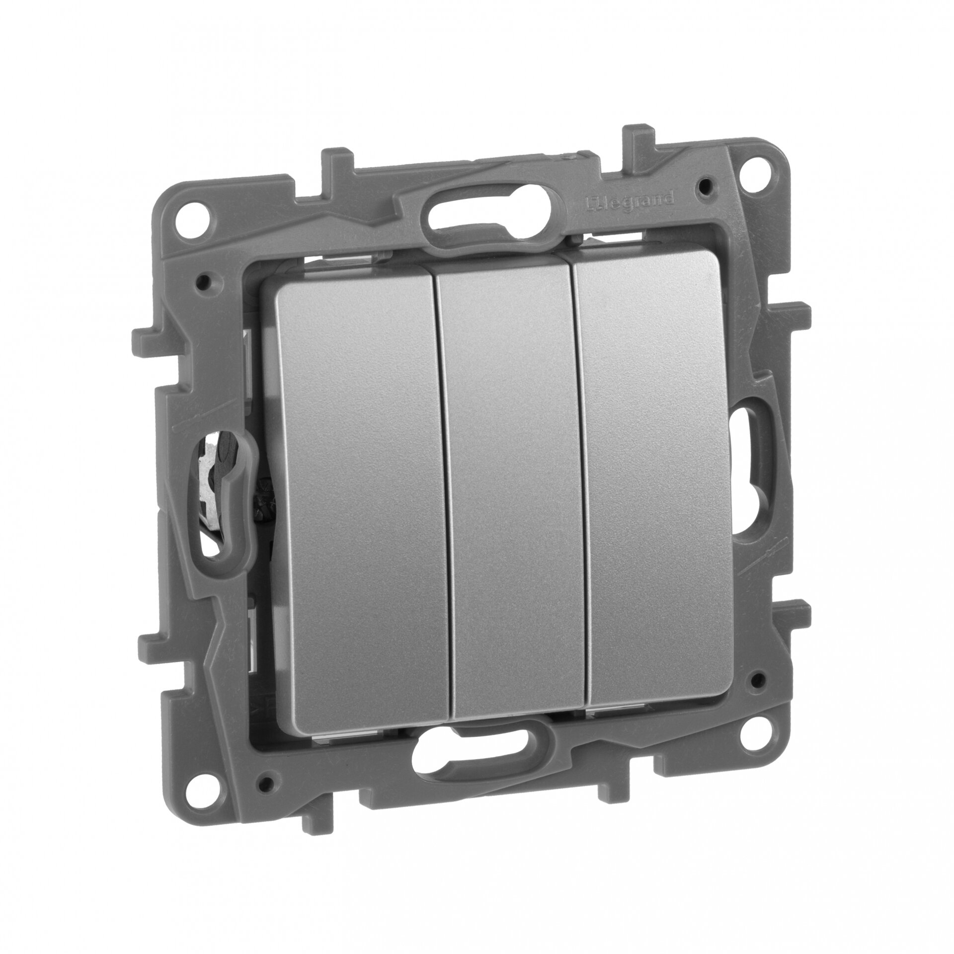 ETIKA Выключатель 3клавишный 10А алюминий, IEK 672443 (1 шт.)