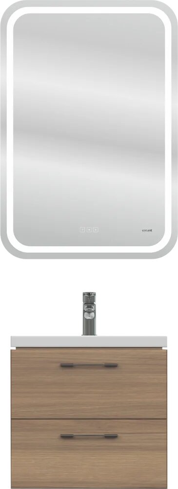 Мебель для ванной комнаты Cersanit Lara 50, раковина Como 50, зеркало LED 051 pro 55, с микрофоном и динамиками