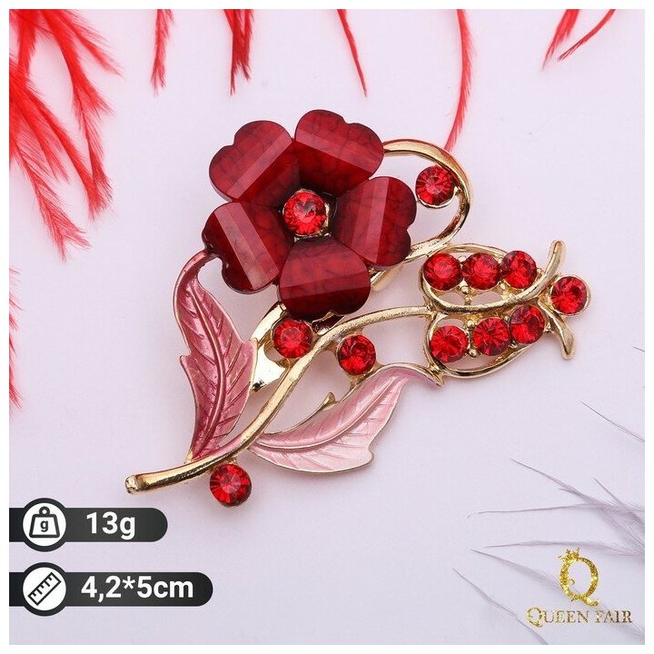 Брошь, стразы, пластик, эмаль