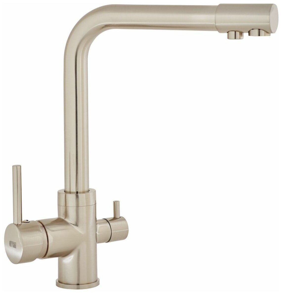 Смеситель Оптима О4759S для кухни, 35 мм, с выходом под фильтр, сатин