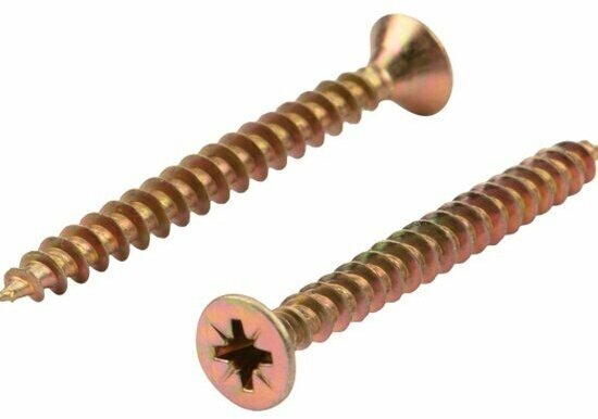 Саморез универсальный Kranz 5х50, желтый цинк, 100 шт.