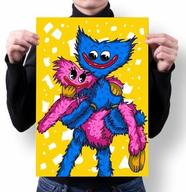 Плакат А4 принт "Попи Плэйтайм - Хагги Вагги, Poppy Playtime - Huggy Wuggy" - PPHW04