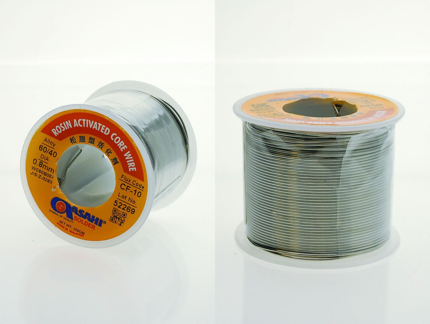 Припой ASAHI Sn60/ Pb40 оловянно-свинцовый с флюсом CF-10, 0.8 мм, 0.2 кг