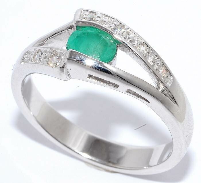 Кольцо, серебро, 925 проба, берилл, фианит