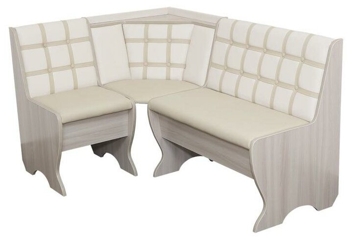 Кухонный уголок «КУ-19 Л», категория 1, без стола, 1030×540×830 мм, цвет ясень шимо светлый/белый/бежевый