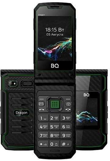 Телефон BQ 2822 Dragon, черный/зеленый
