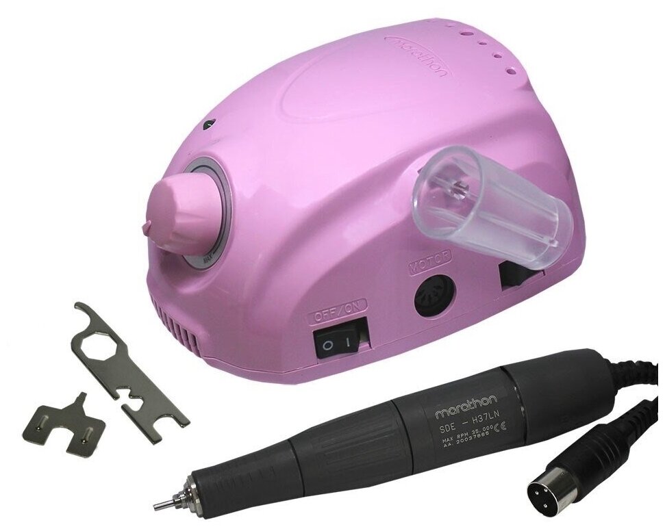 MARATHON Аппарат для маникюра и педикюра Marathon 3 Champion розовый, черный наконечник H37LN без педали