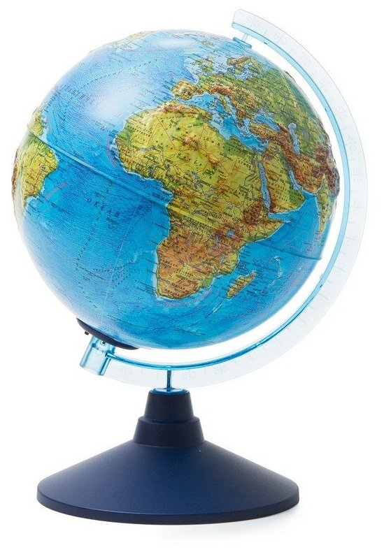 Глобус рельефный физико-политический с подсветкой от батареек d=21 см