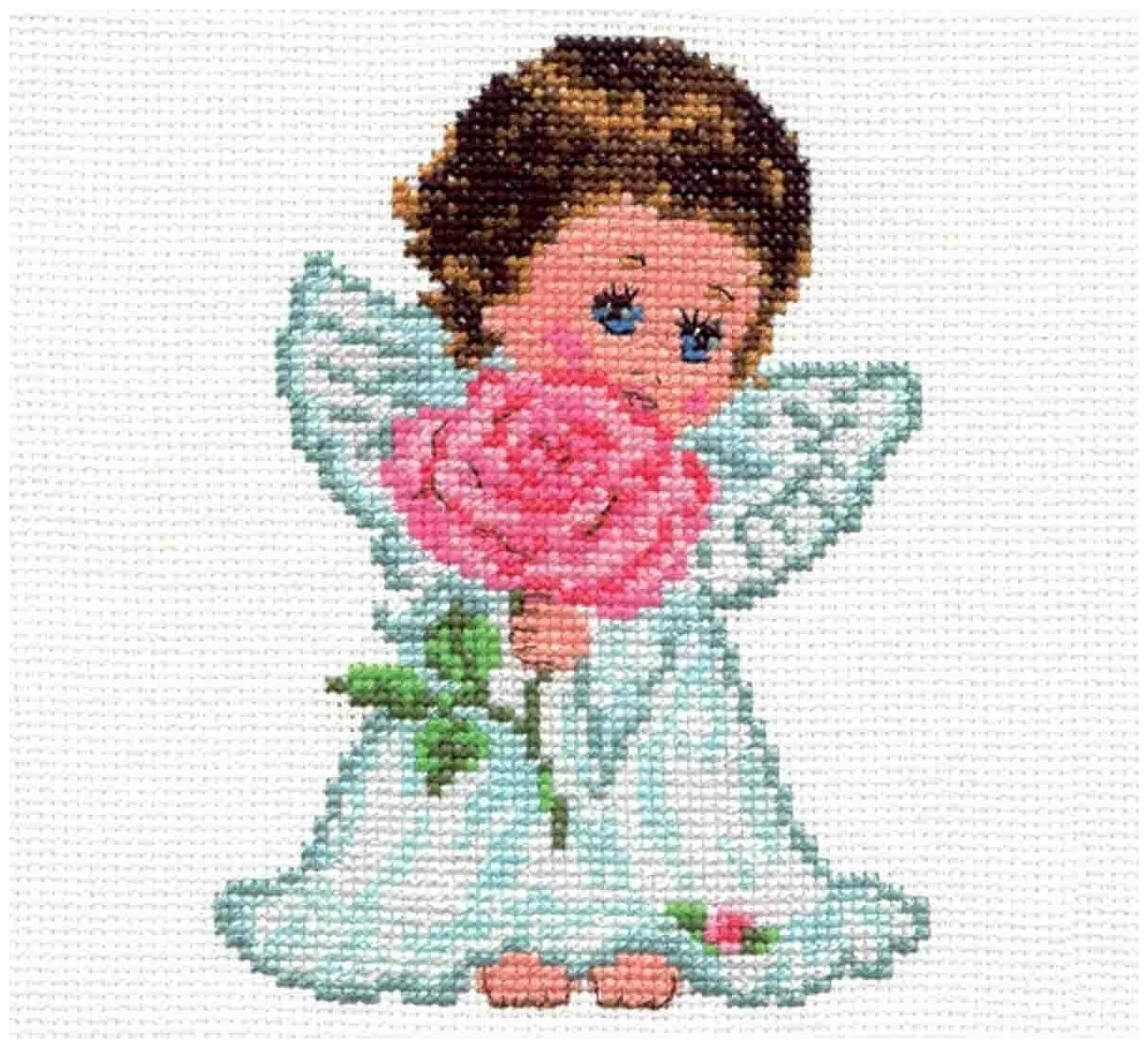 Набор для вышивания крестом Алиса "Ангелок любви" 0-13, 10х14 см Творческий набор с комплектом качественных ниток мулине, хлопковой канвой, удобной иглой, подробной схемой и инструкцией