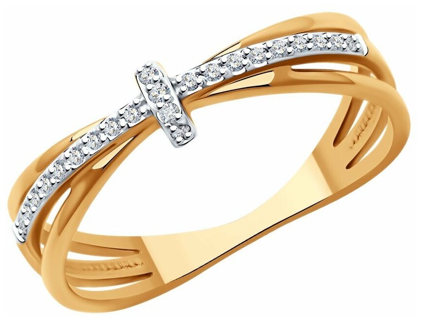 Кольцо, красное золото, 585 проба, бриллиант