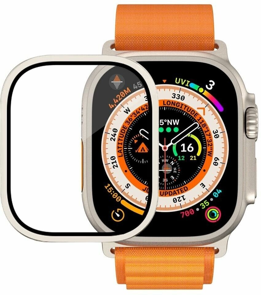 Защитное стекло ANANK Apple Watch Ultra 49mm с рамкой из титанового сплава