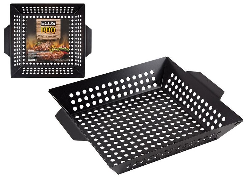 Решетка для гриля квадратная с антипригарным покрытием ECOS 3009D (35х30х6см) (999627)