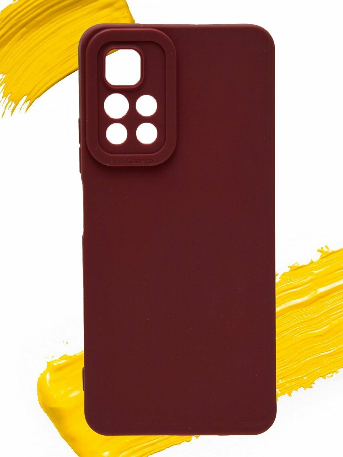 Чехол для Xiaomi Redmi Note 11 5G / Note 11T 5G / Note 11S 5G / POCO M4 Pro 5G с защитой камеры бордо