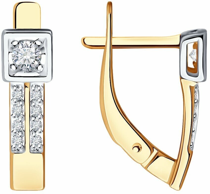 Серьги, красное золото, 585 проба, бриллиант