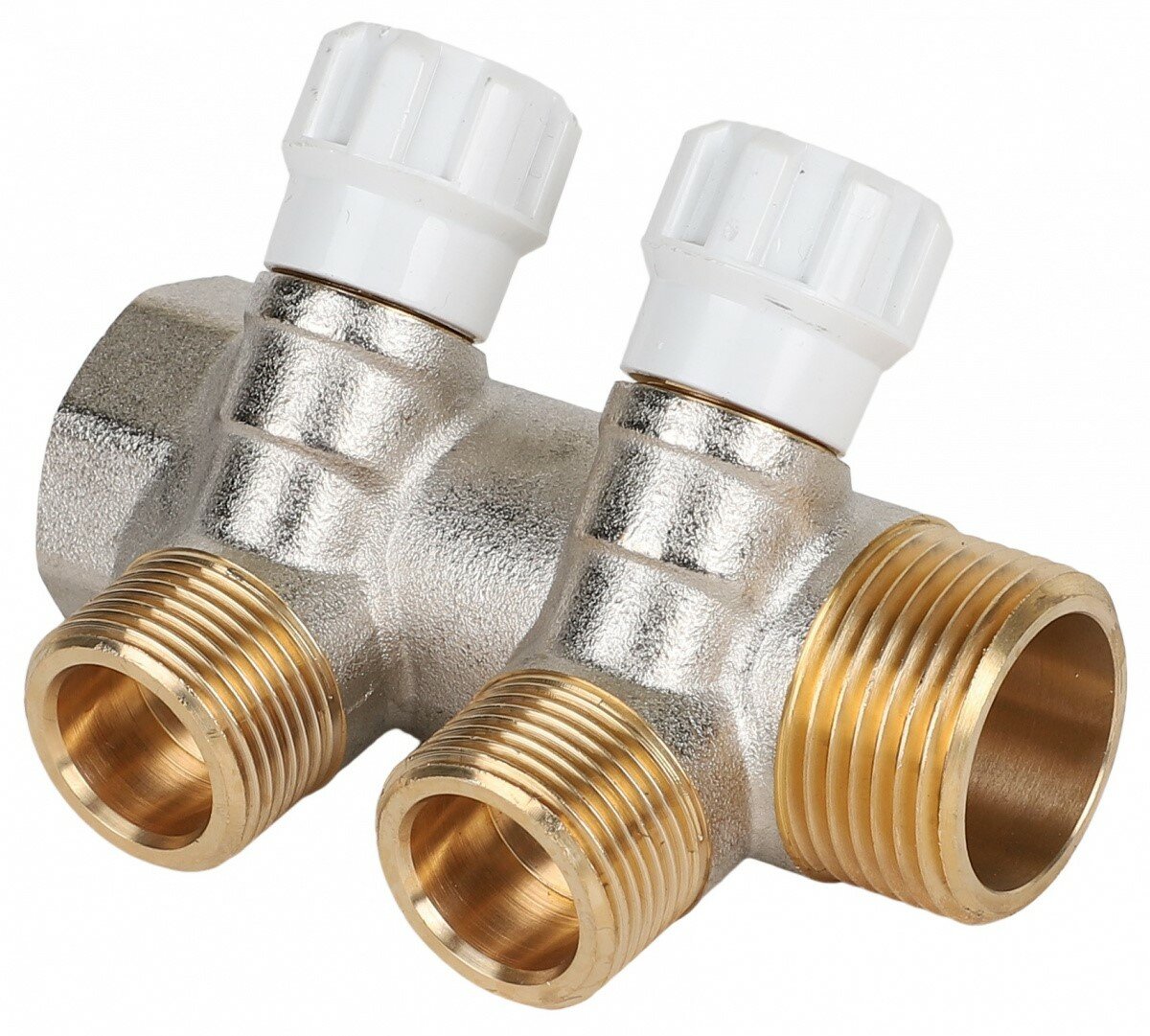 Коллектор латунный с регулирующими вентилями MVI 1"x3/4"x2 выхода арт. MM.402.0605