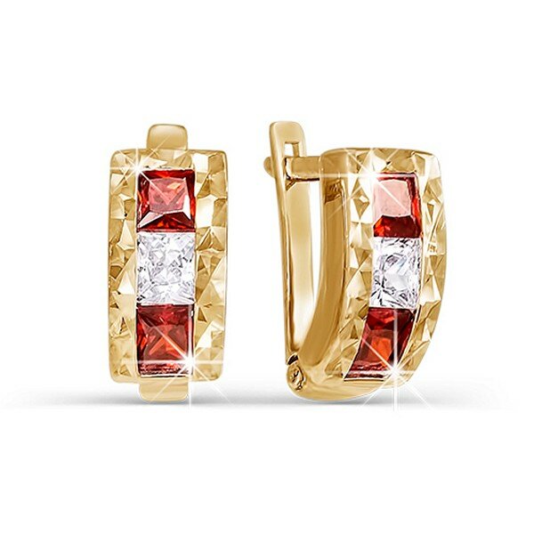 Серьги, красное золото, 585 проба, фианит