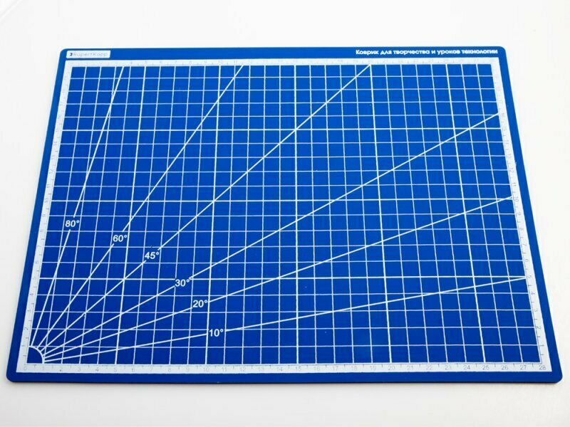 Коврик для резки Для Школы синий А4, 3 слоя