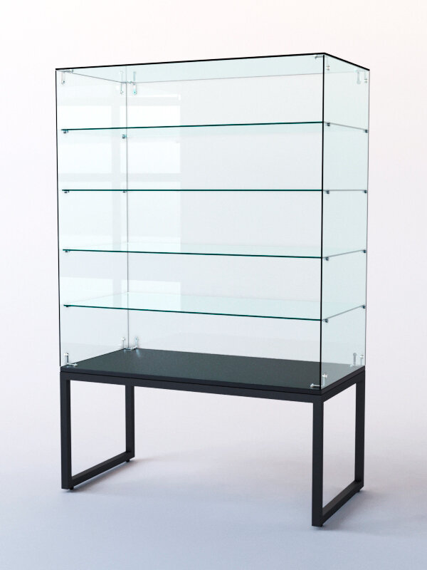 Витрина стеклянная "лофт стиль" островная №225 (без дверок, фасад - стекло), Черный