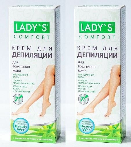 Lady-S Крем-депилятор для тела Алоэ-вера и Витамин Е для всех типов кожи 100мл, 2шт