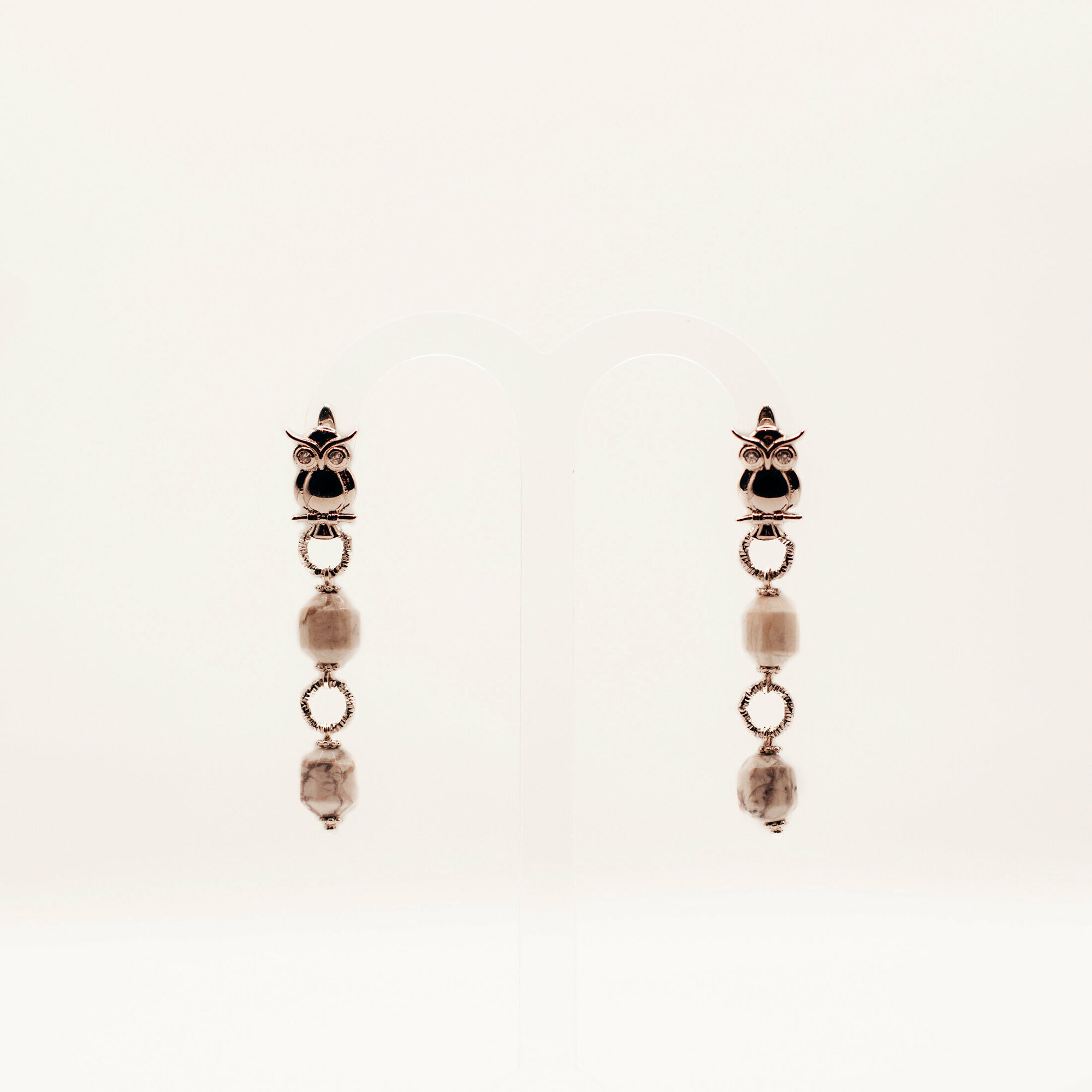 Серьги с подвесками, кахолонг