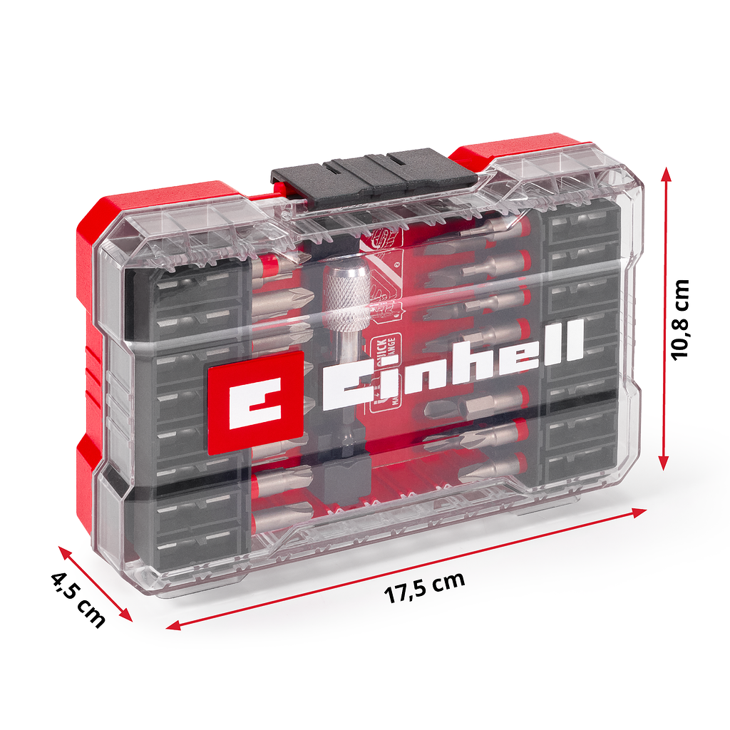 Набор бит Einhell, 33 шт, длина 50мм, с магнитным держателем, в кейсе — фото 1