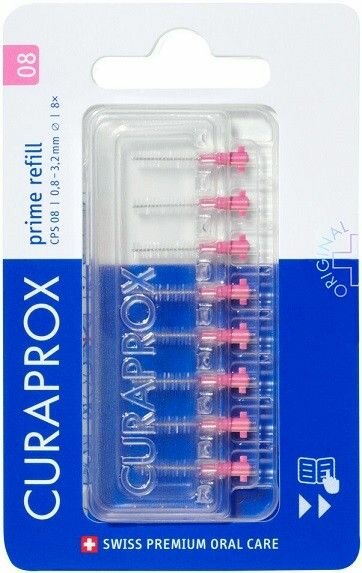 Ершики Curaprox, для брекетов и зубов, нескользящая рукоятка, гипоаллергенные, мягкие, 0,8, розовые