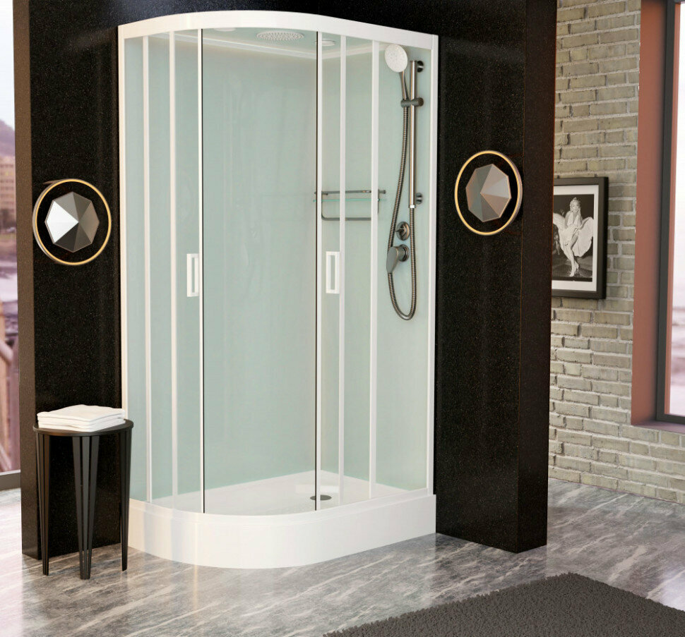 Душевая кабина Frank F412R М White правосторонняя матовое стекло 120х80см, 20022