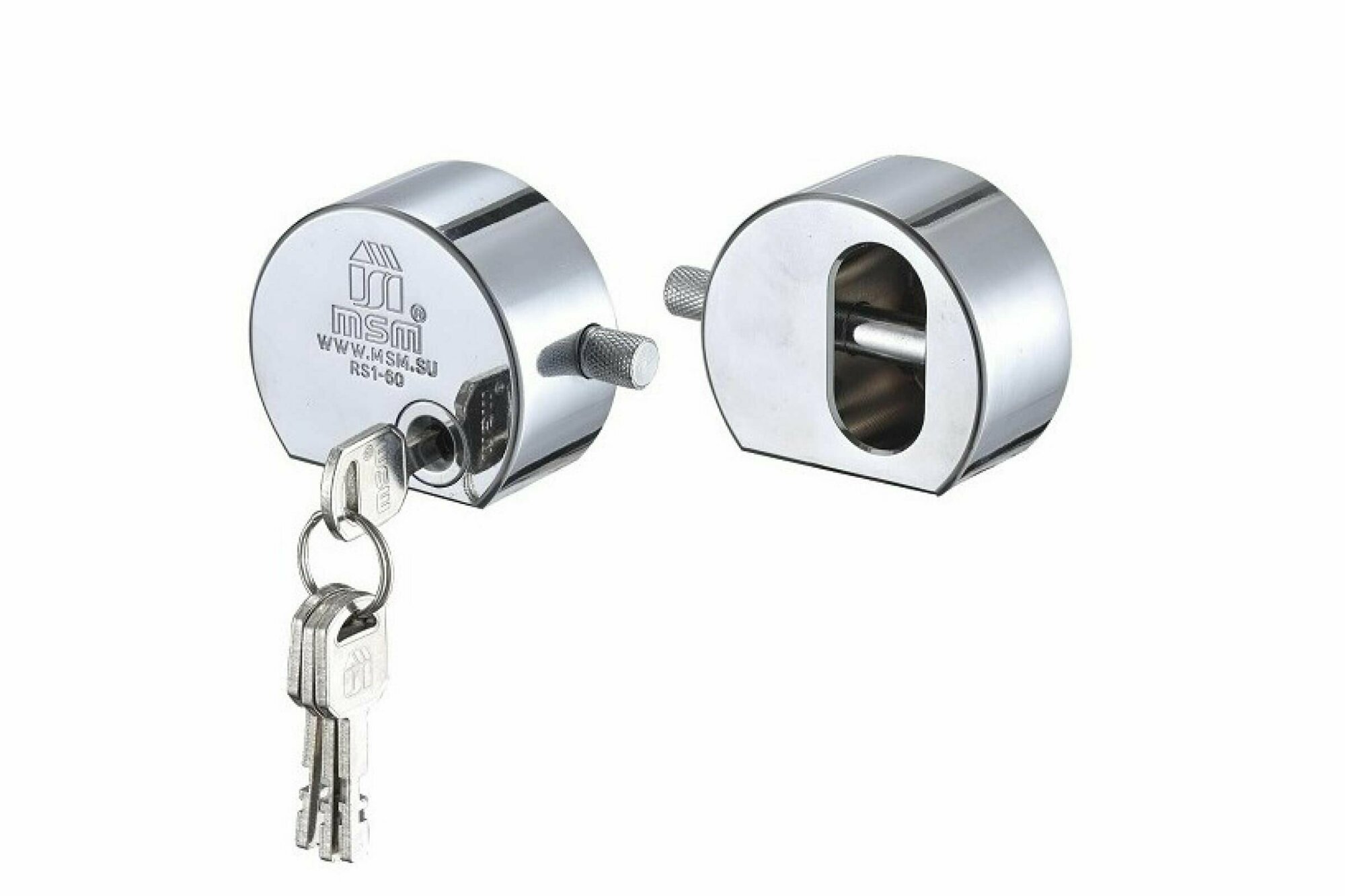 Замок навесной, MSM RS1-60мм, противовзломный, 4 ключа, серебристый