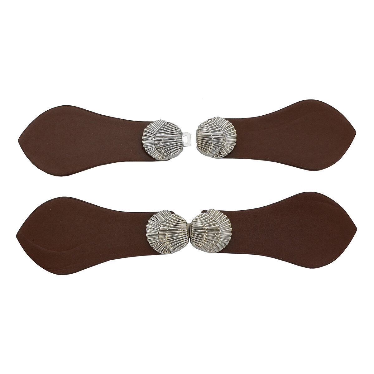 Застежка для верхней одежды кожаная № 6, 21,5 см, 2 шт, коричневая, цвет металла никель, Айрис