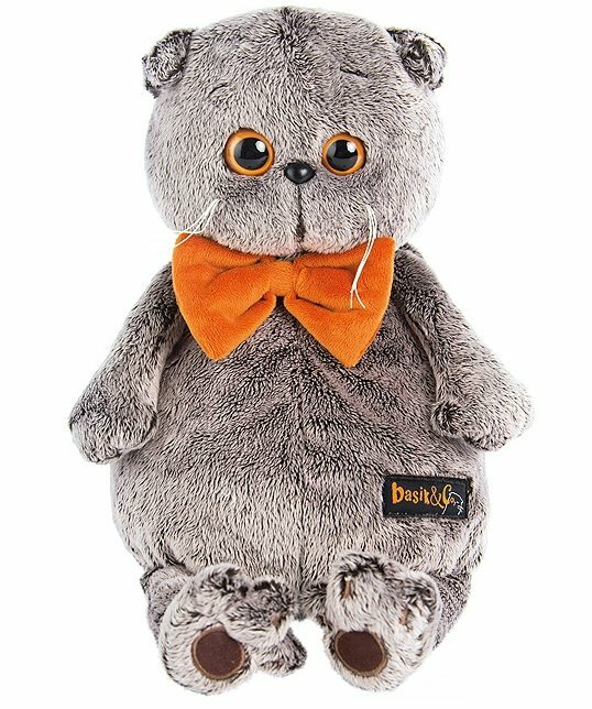 Игрушка мягкая BUDI BASA "Кот Басик", в бархатном банте, 30см