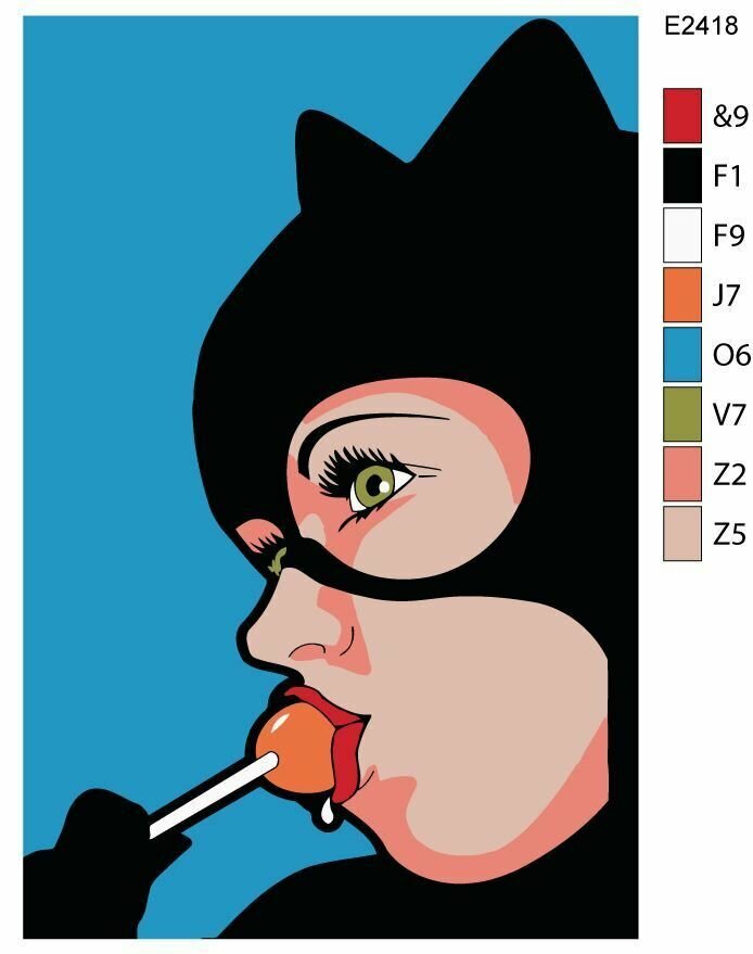 Детская картина по номерам E2418 "Женщина-Кошка с леденцом" 20x30