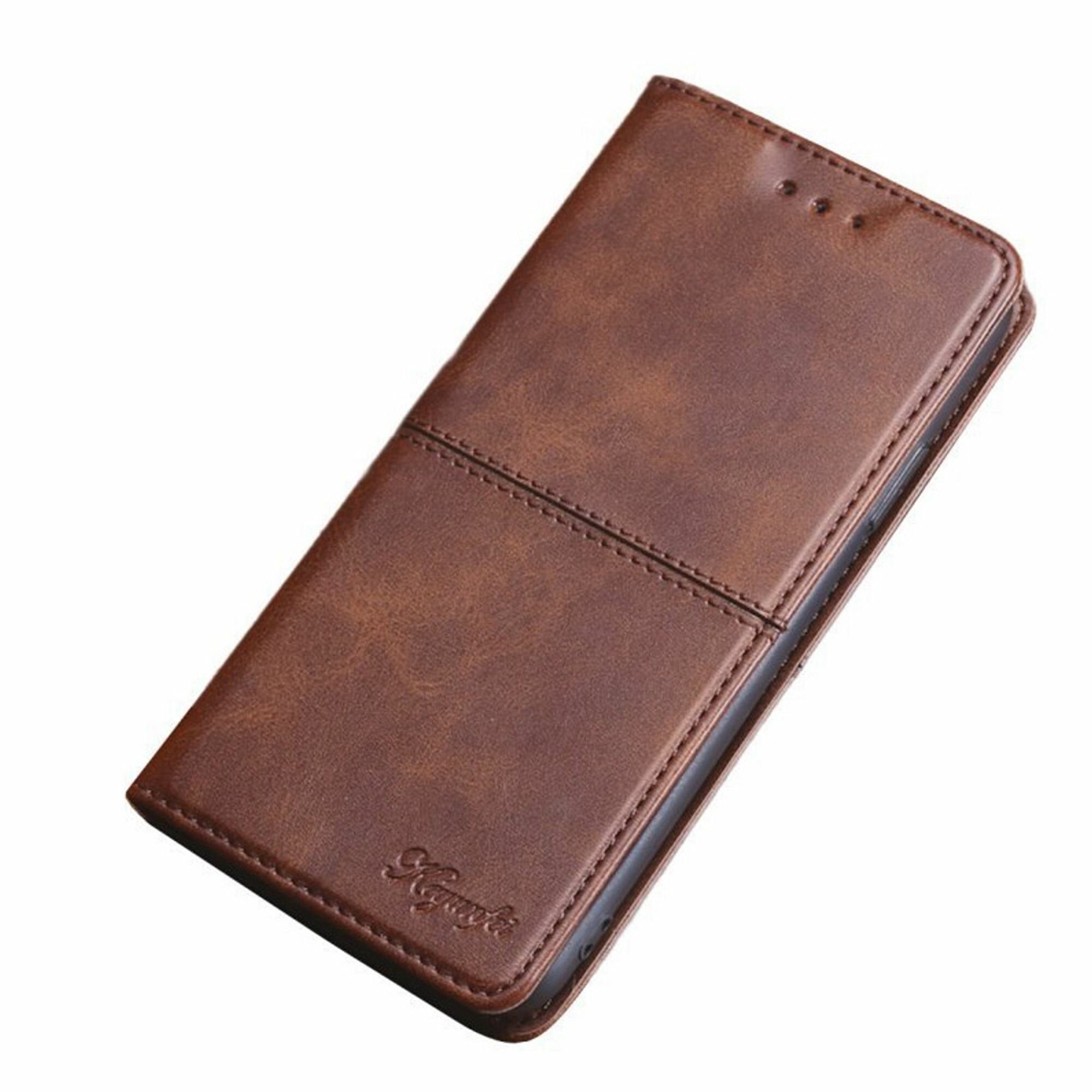 Чехол книжка elitcase на Vivo V40 Lite / Виво В40 Лайт (Тёмно-коричневая)