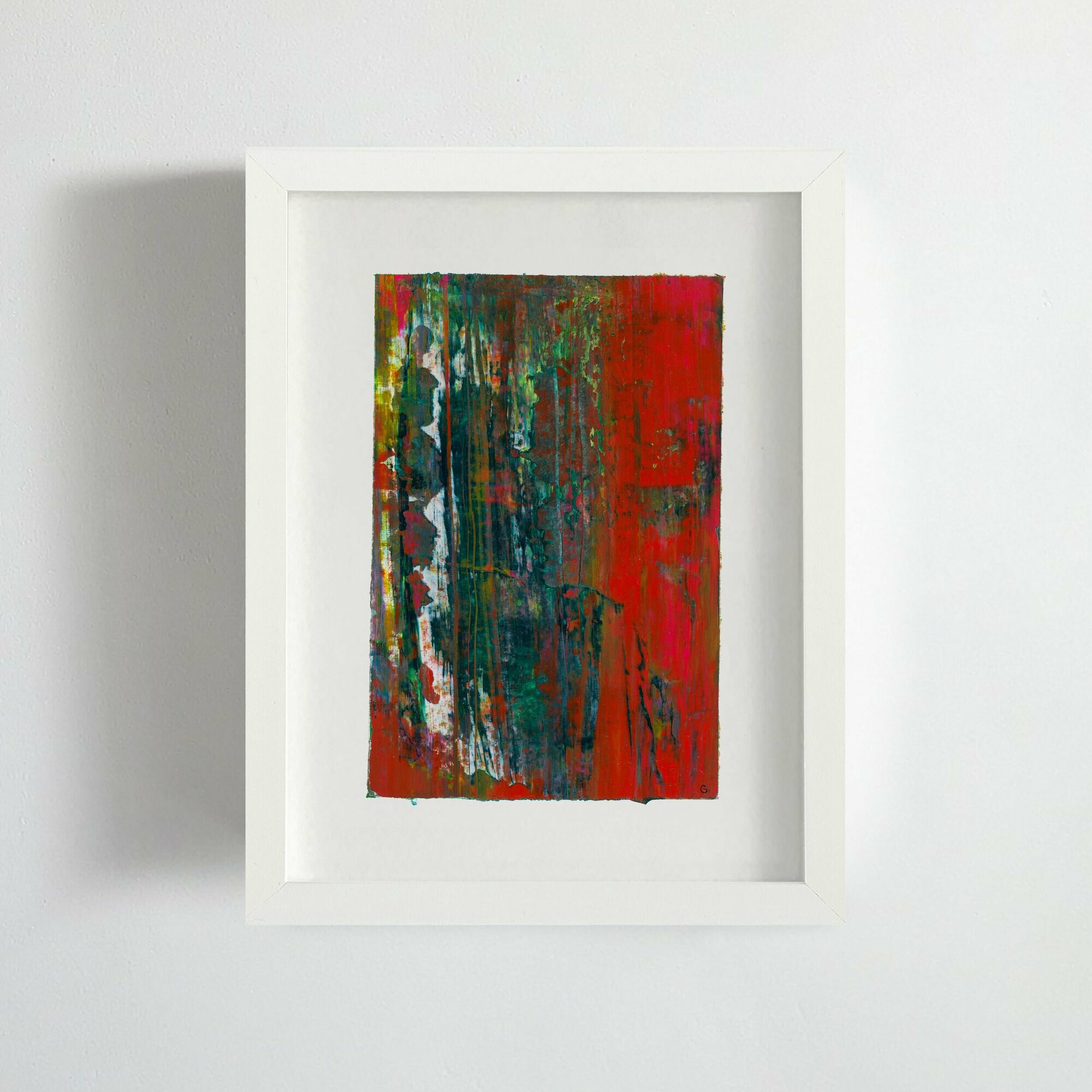 Авторская картина на бумаге «Арбуз», 22х17 см, акрил на бескислотной бумаге, абстракция