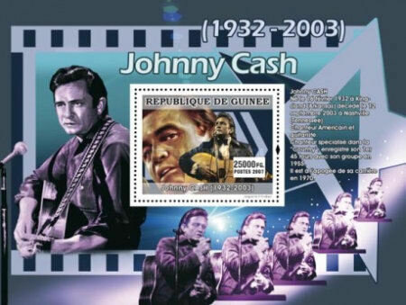 Почтовые марки Гвинея 2007г. "Музыка - Мужчины-Звезды - Джонни Кэш" Музыканты MNH