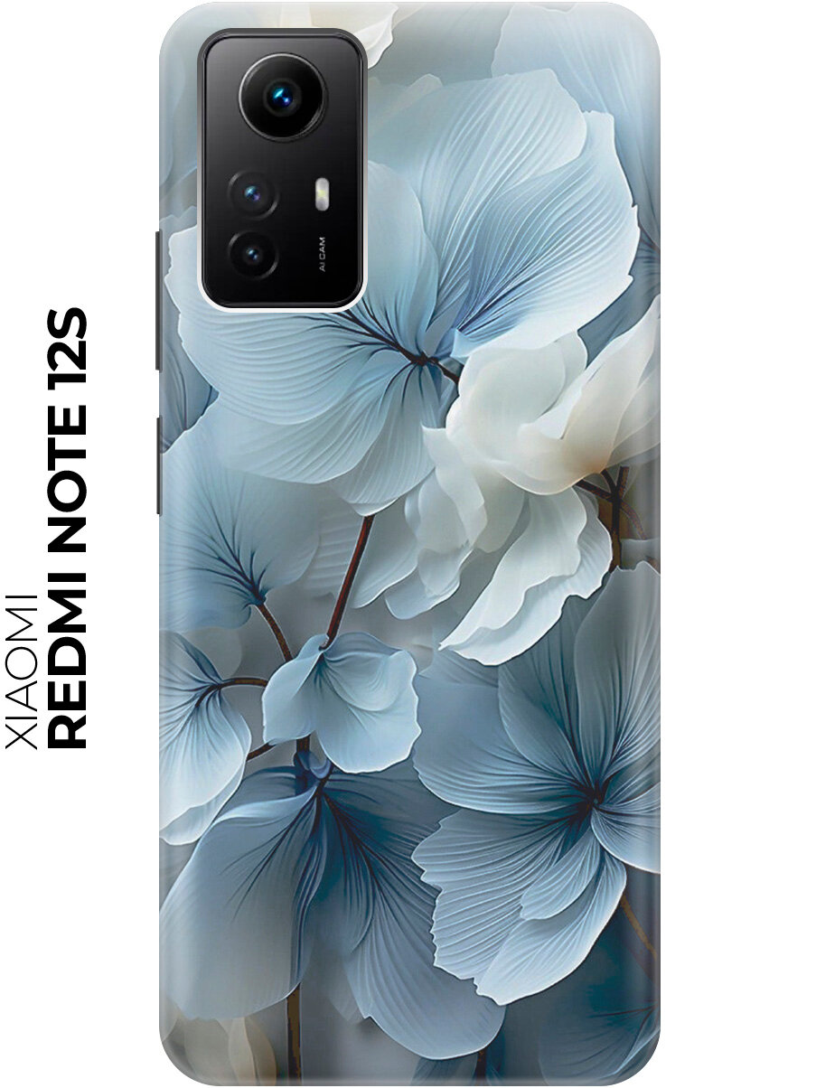 Силиконовый чехол на Xiaomi Redmi Note 12s / Сяоми Редми Ноут 12с с рисунком "Бежево-голубые цветы"