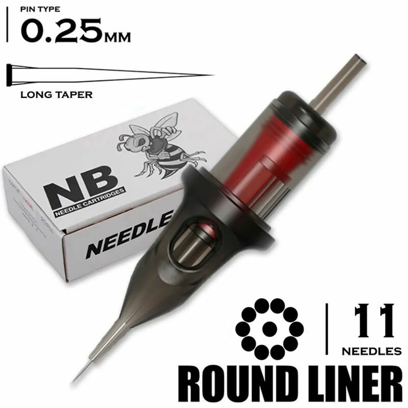 Картриджи для тату и татуажа NB - BEE NEEDLE 11 RLLT/0.25 Round Liner, 20шт
