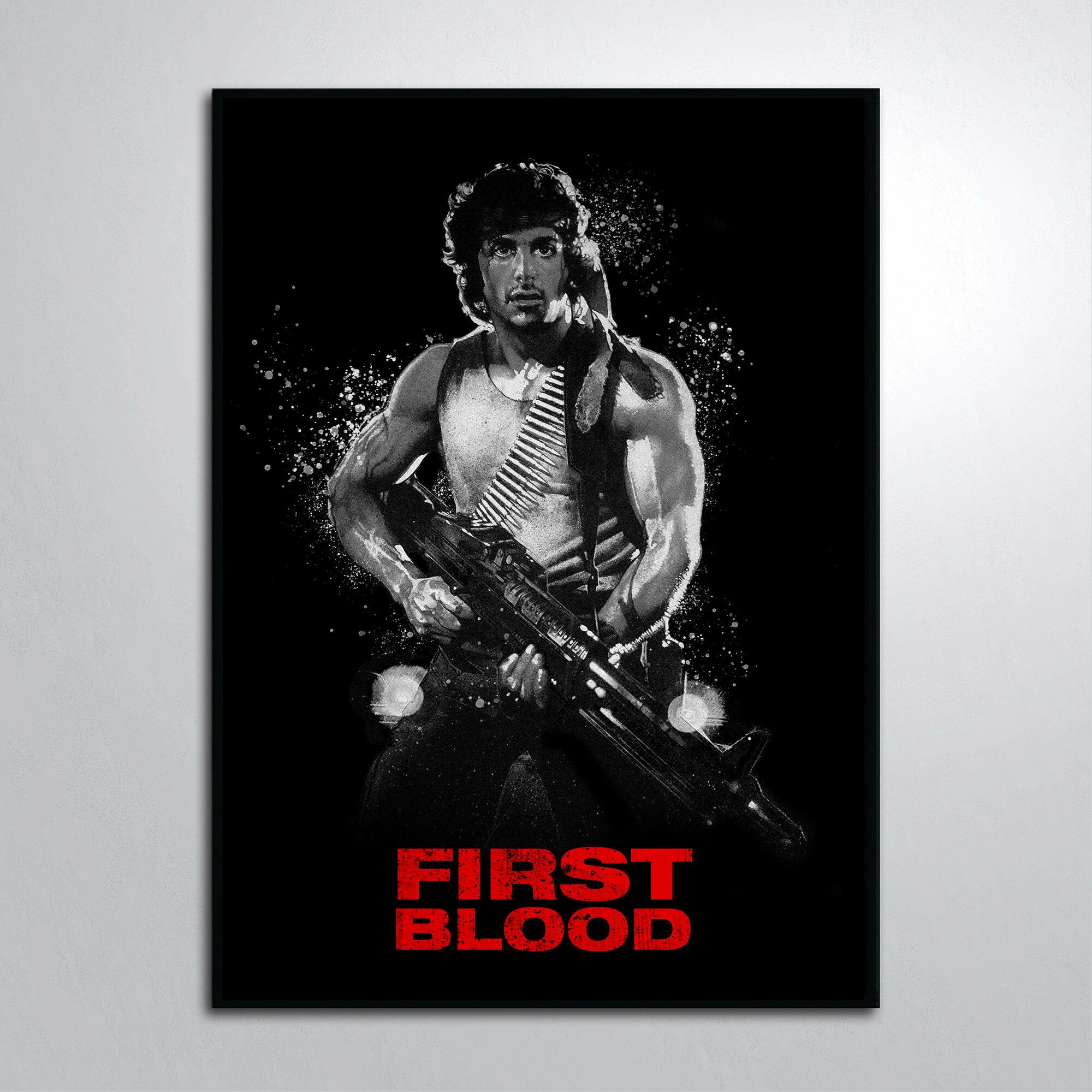 Постер без рамы/Рэмбо Первая кровь Сильвестр Сталлоне ЧБ First Blood