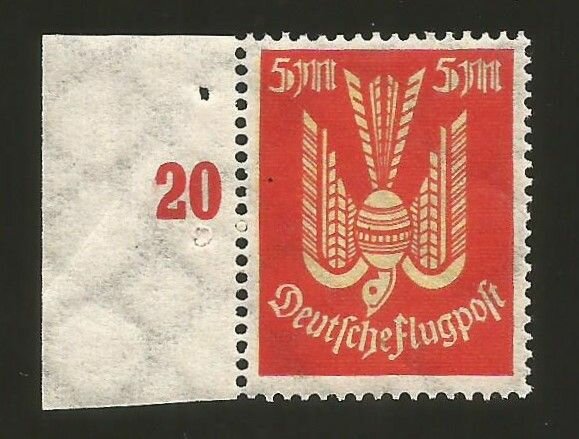 Почтовая марка Германия. Номинал 5 рейхсмарок 1923 г. в. Серия: Авиапочта. Подлинная марка. Монеткин Дом.