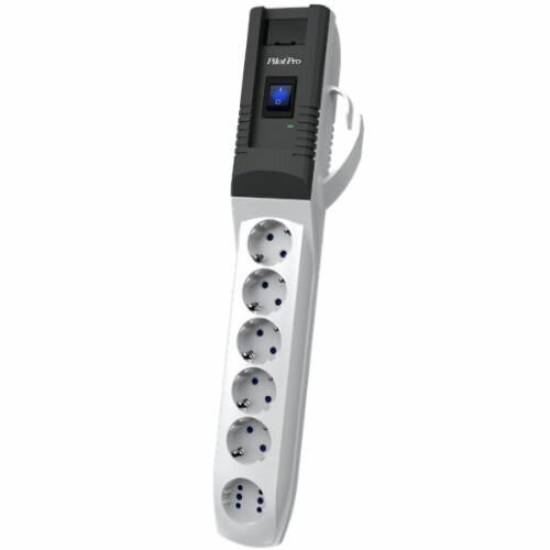 Сетевой фильтр Pilot Pro USB 6 евро розеток 1GP 2.5кВт зарядка 2 порта USB-A + USB-C 3А - 5 м светло-серый