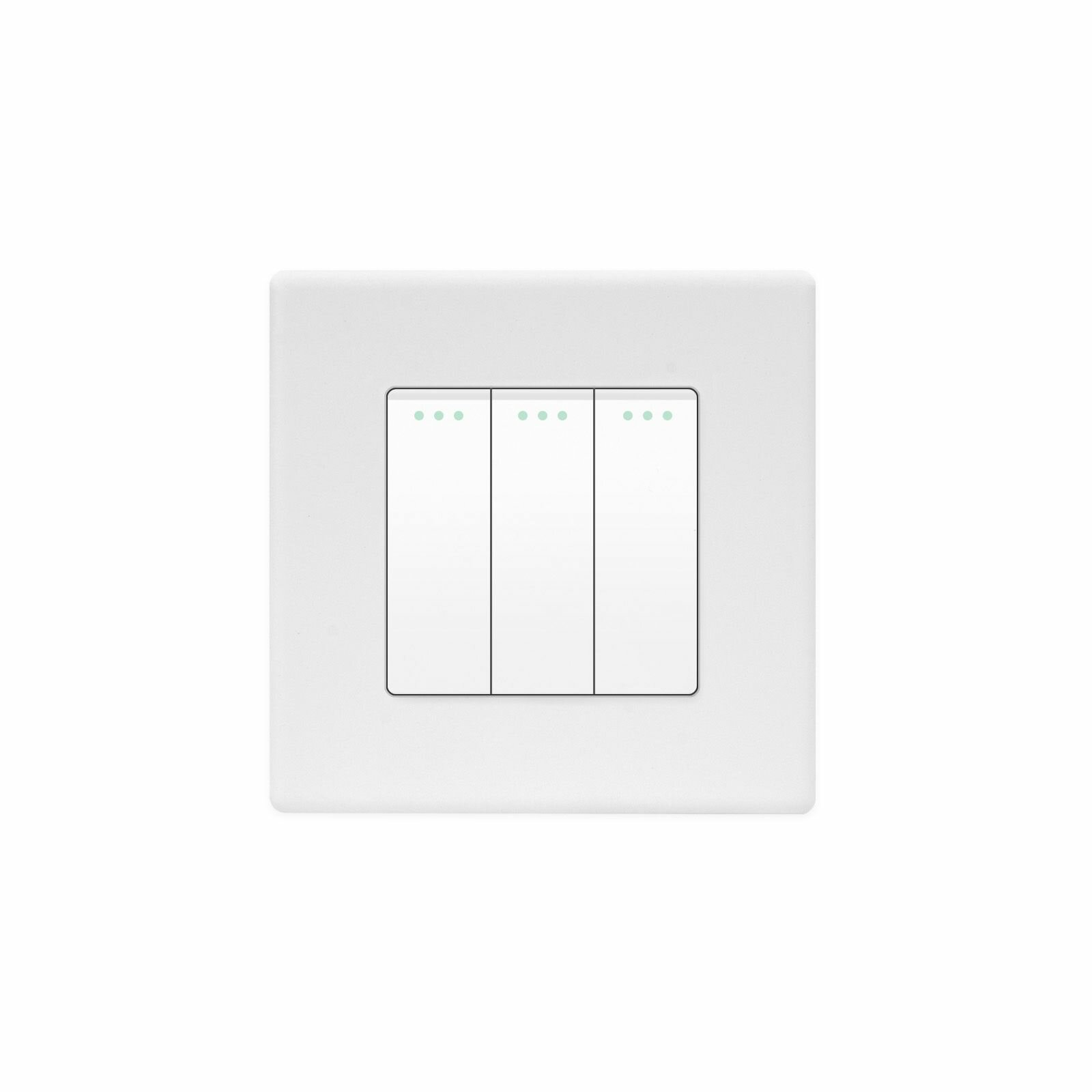 Выключатель проходной, 3 клавиши, 1 пост, рамка пластик 86х86мм цвет белый