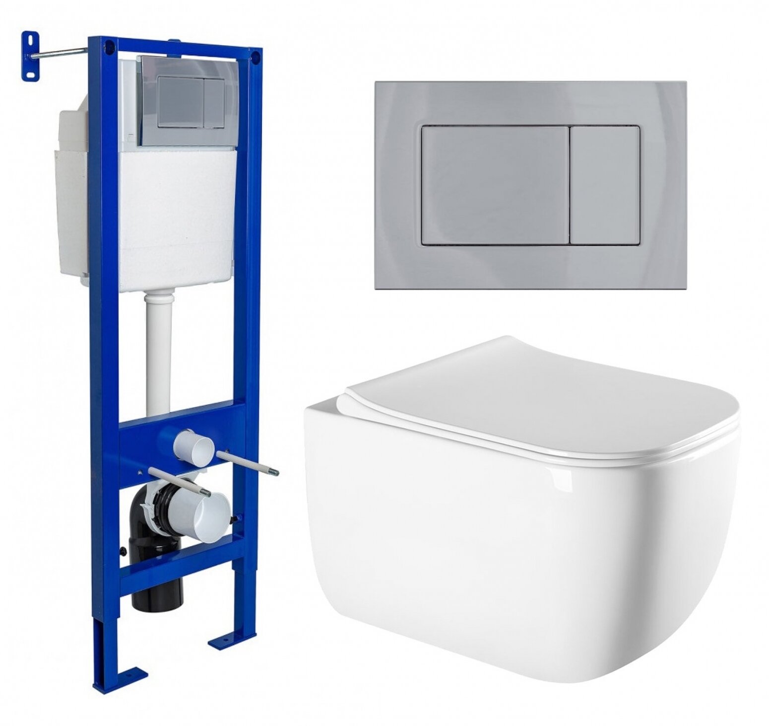 Комплект 3 в 1 инсталляция Berges Wasserhaus Atom 410 + Унитаз подвесной Vincea Form VT1-35 + кнопка хром