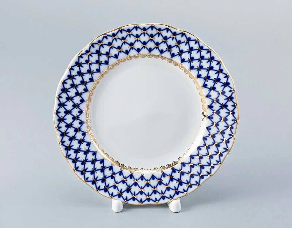 Тарелка пирожковая 180 мм, Кобальтовая сетка (Тюльпан) Императорский фарфоровый завод (ИФЗ) 80.00230.00.1