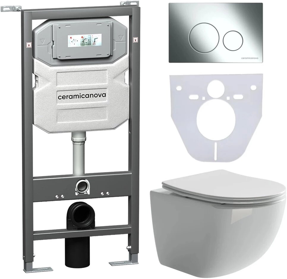 Комплект подвесной унитаз Ceramica Nova Forma CN3009 + система инсталляции Ceramica Nova Envision Round CN1001CH + CN1000