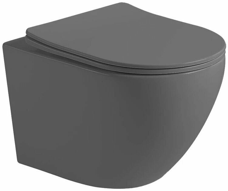Унитаз подвесной Vincea Globo VT1-14SMA безободковый, с сиденьем микролифт, антрацит матовый